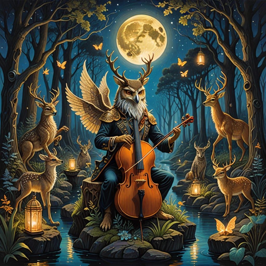 Mythical Creature Conductor in Enchanted Forest Sc... - AI Art