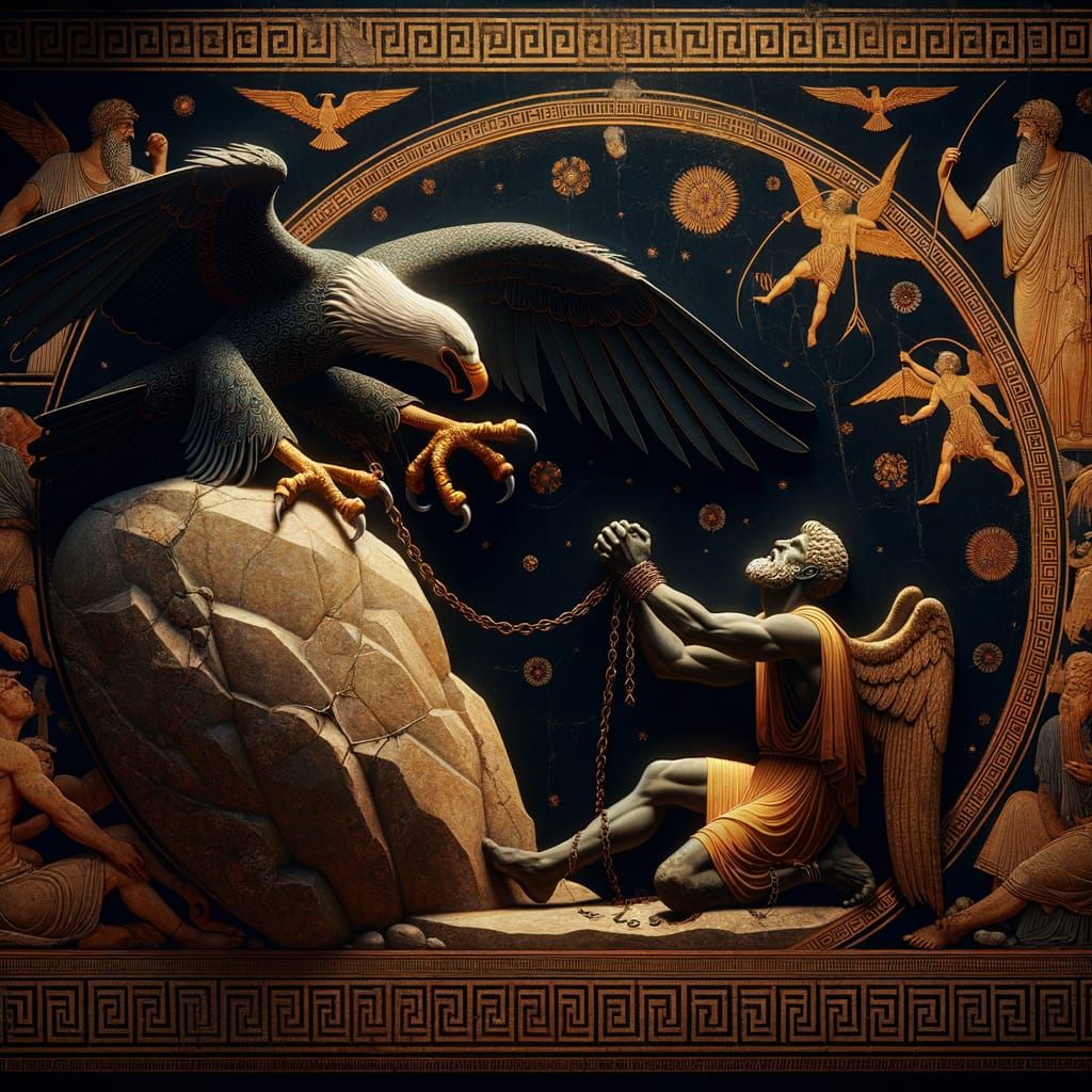 Ancient Greek myth of Prometheus and eternal fate - AI Generated ...