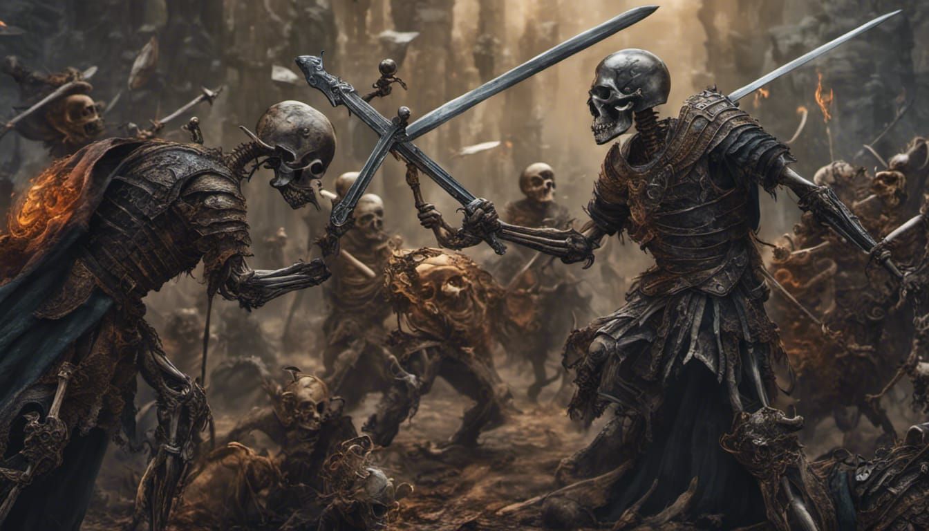 Skeletons Fighting - AI Generated Artwork - NightCafe Creator