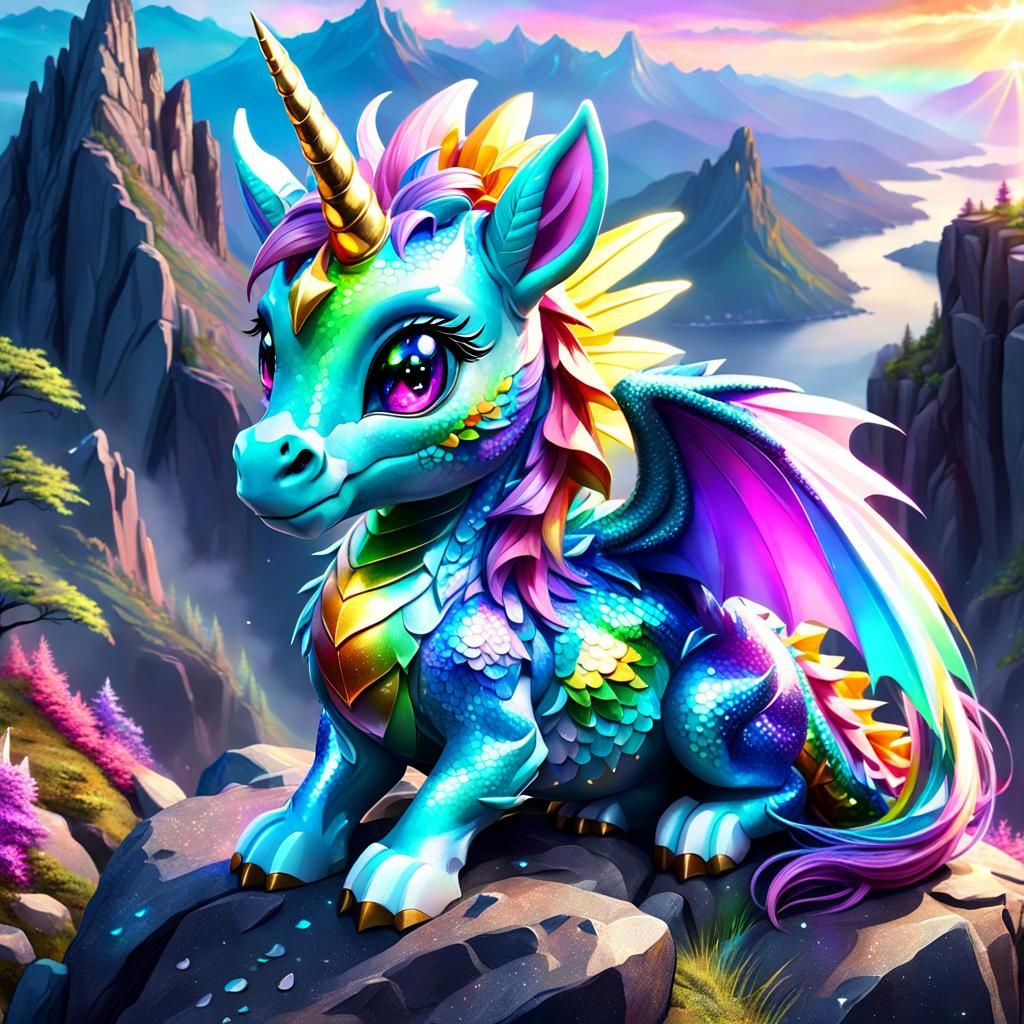 Baby dragon unicorn hybrid - AI Generated Artwork - NightCafe Creator
