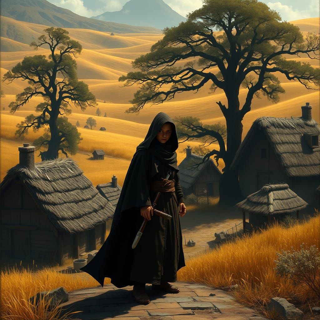 Young Sith Apprentice in Isolated Village Landscap... - AI Art