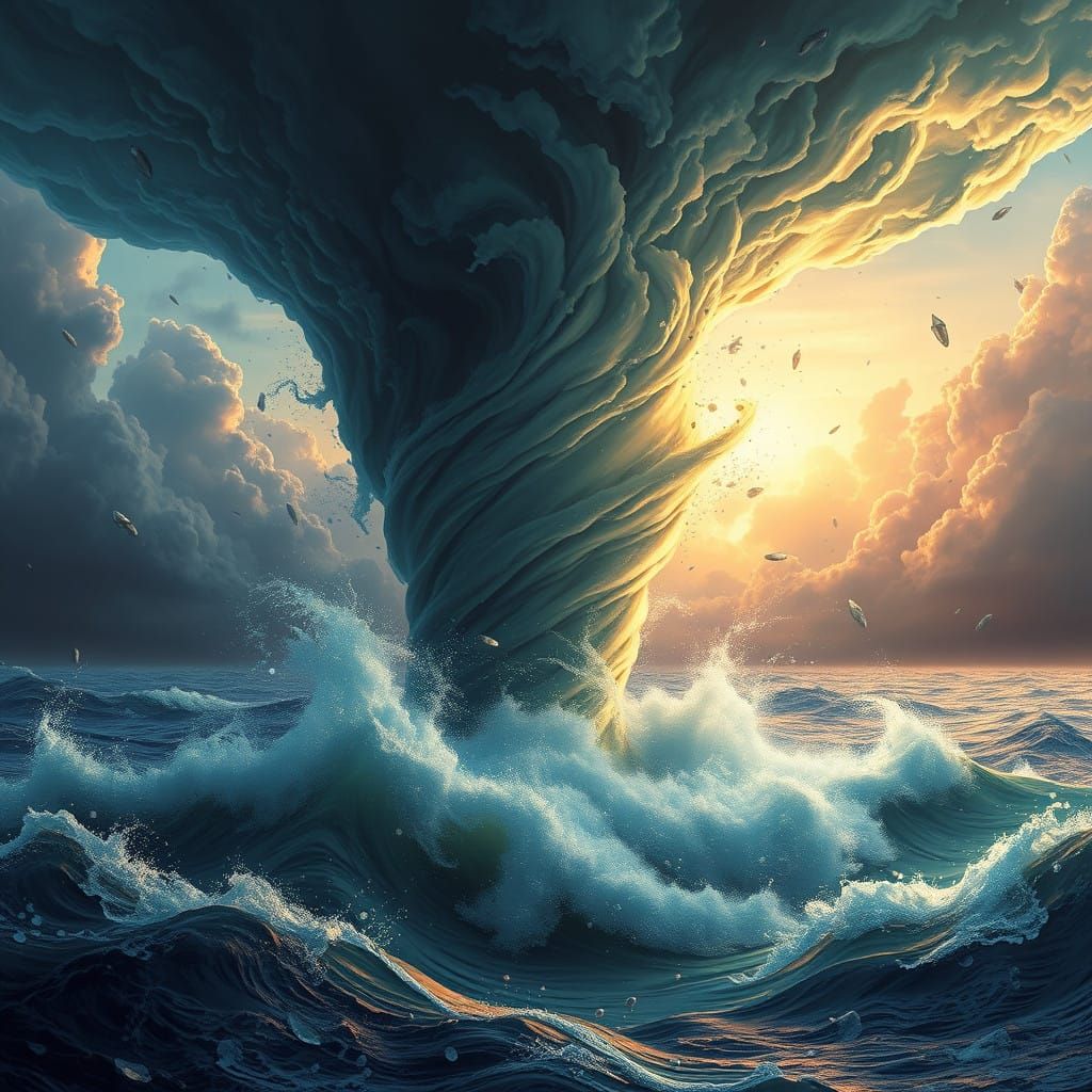 Epic Tornado Ocean Vortex in Stunning Unreal Engin... - AI Art