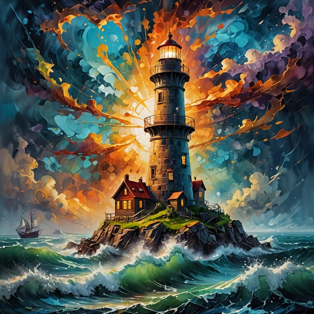 Lighthouse painting - AI Generated Artwork - NightCafe Creator