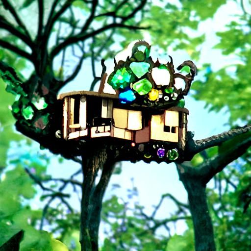 Treehouse made of glass - AI Generated Artwork - NightCafe Creator