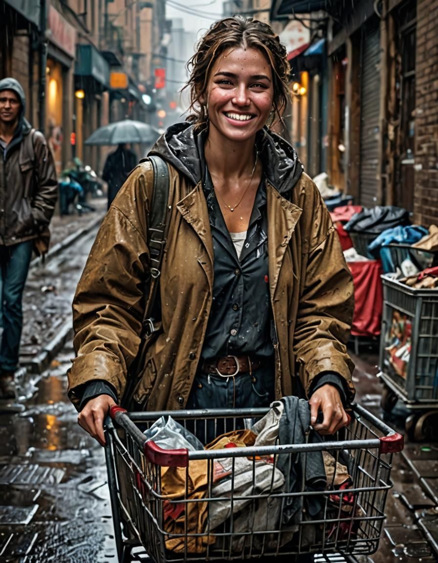 Homeless woman - AI Generated Artwork - NightCafe Creator