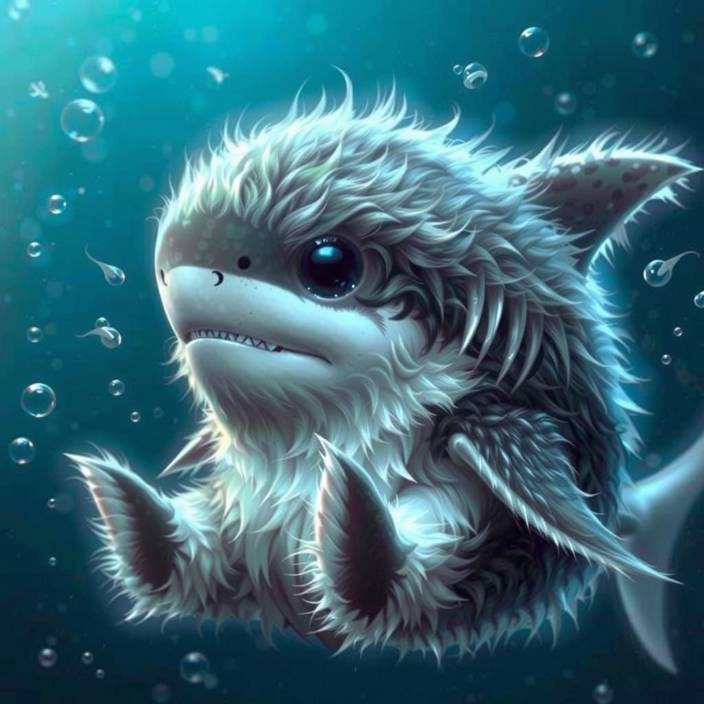 adorable fuzzy grumpy kungfu baby shark