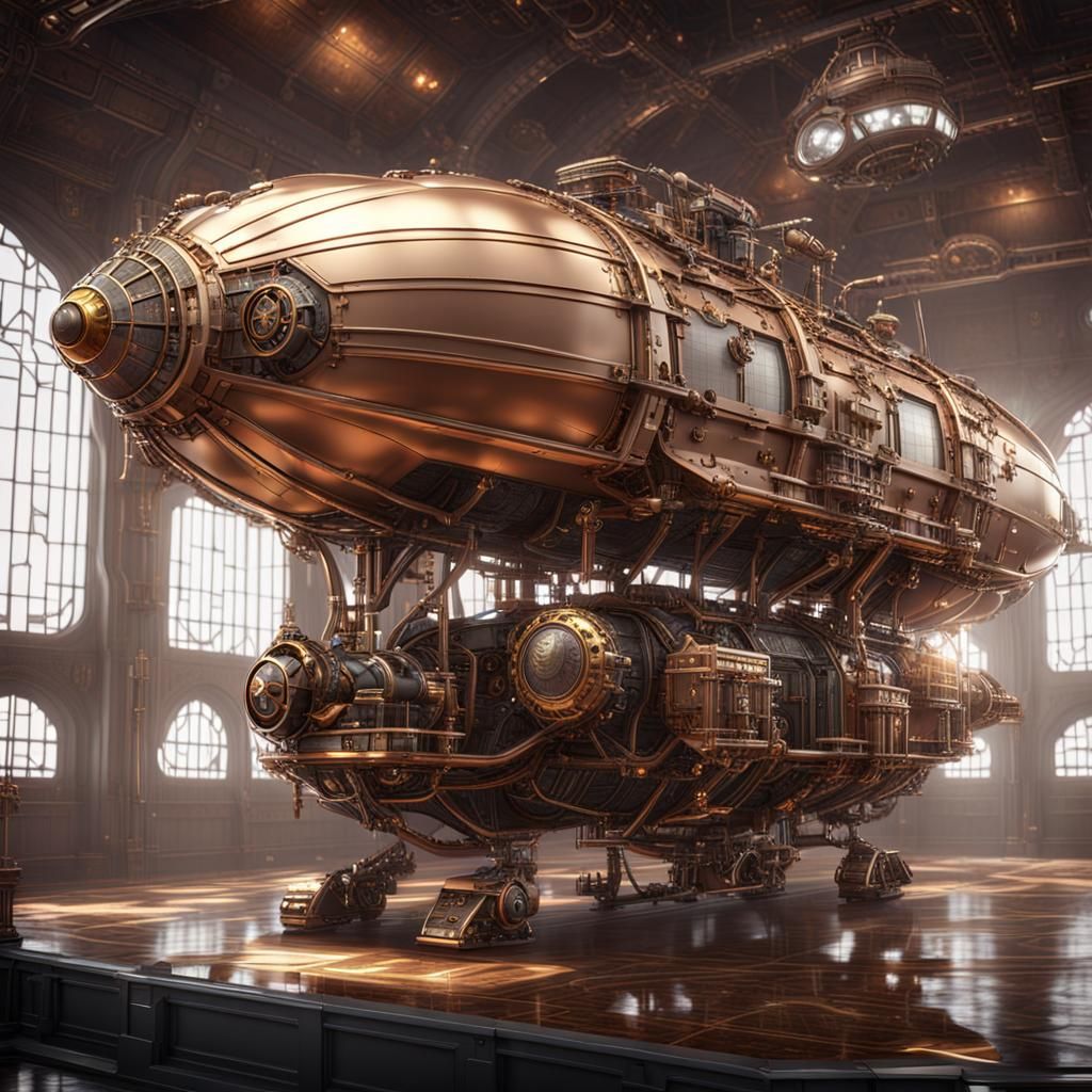 Steampunk Airship with luxury design that transports royals in a ...
