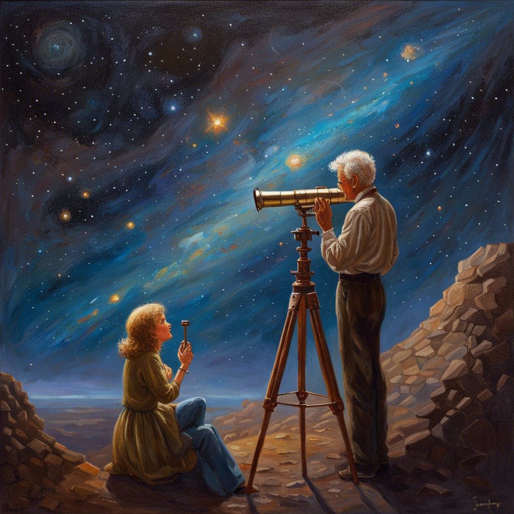 Father and Daughter share a telescope to see the vast mystery of the ...