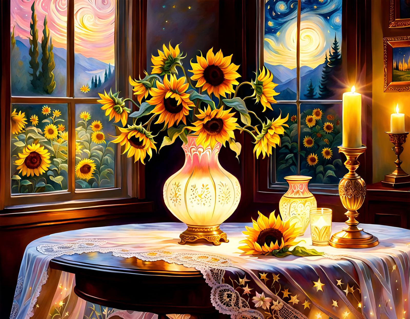 Vincent’s Sunflowers - AI Generated Artwork - NightCafe Creator