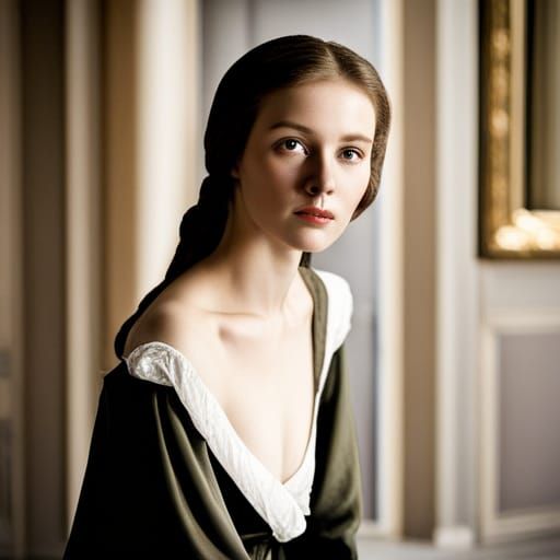 Beautiful puritan girl in 16th century colonist dress, in a typical ...