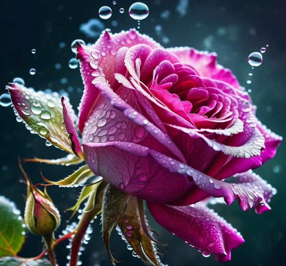 Drowned rose blossom - AI Generated Artwork - NightCafe Creator