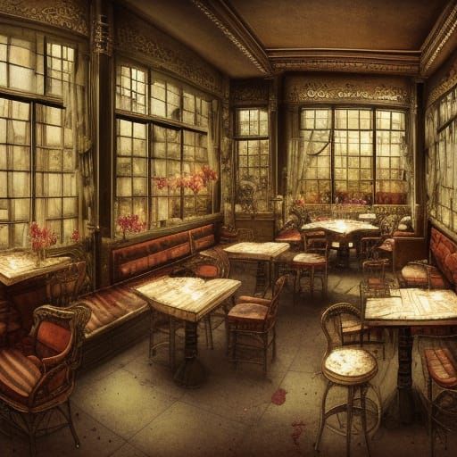 Ink splatter Masterpiece ((“luxurious detailed realistic cafe ...