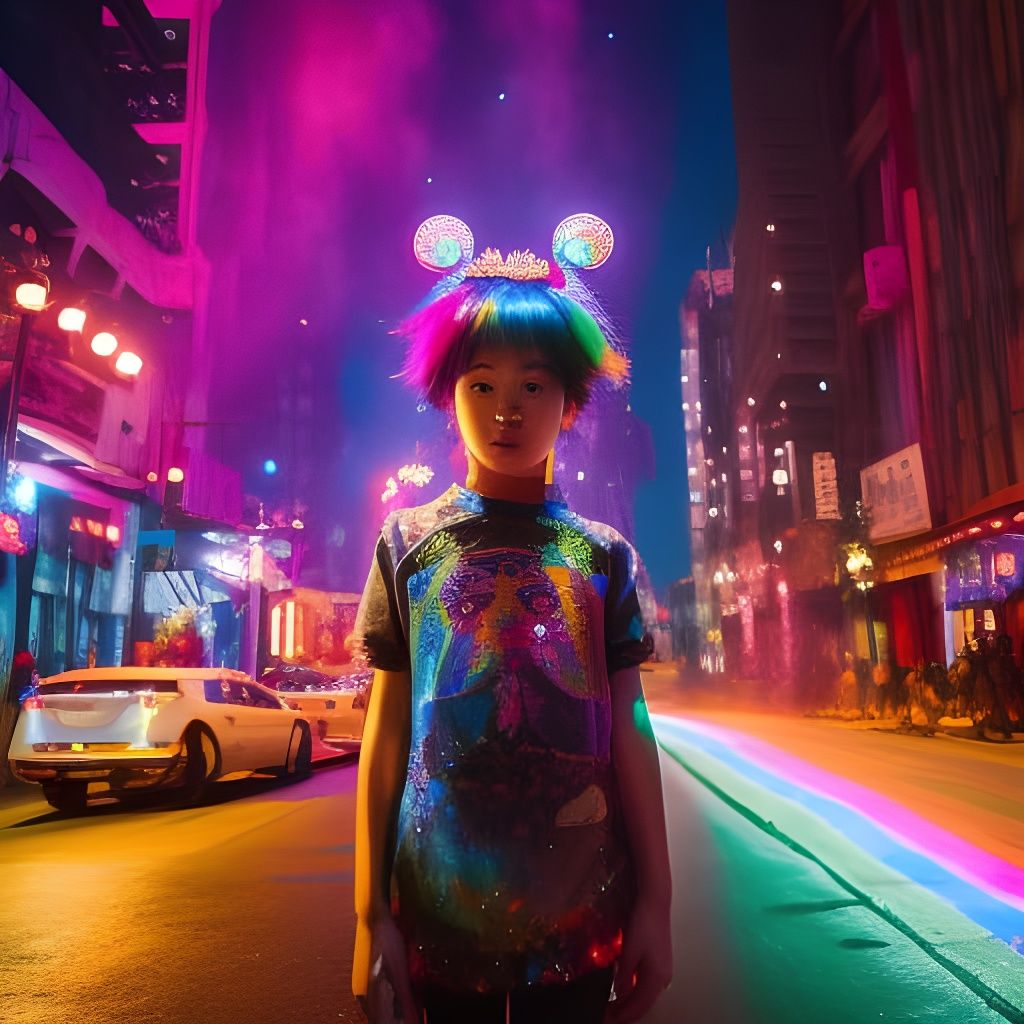 Rainbow Girl - AI Generated Artwork - NightCafe Creator