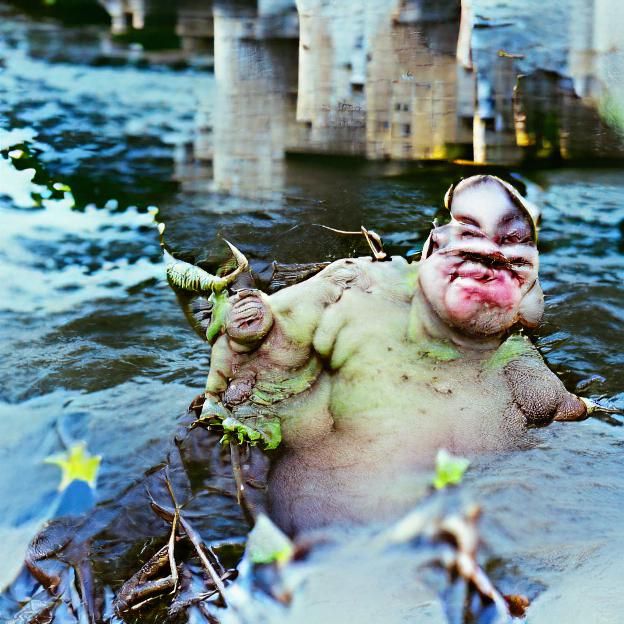 Ogre in River - Ogre in River: A Fantastical Scene