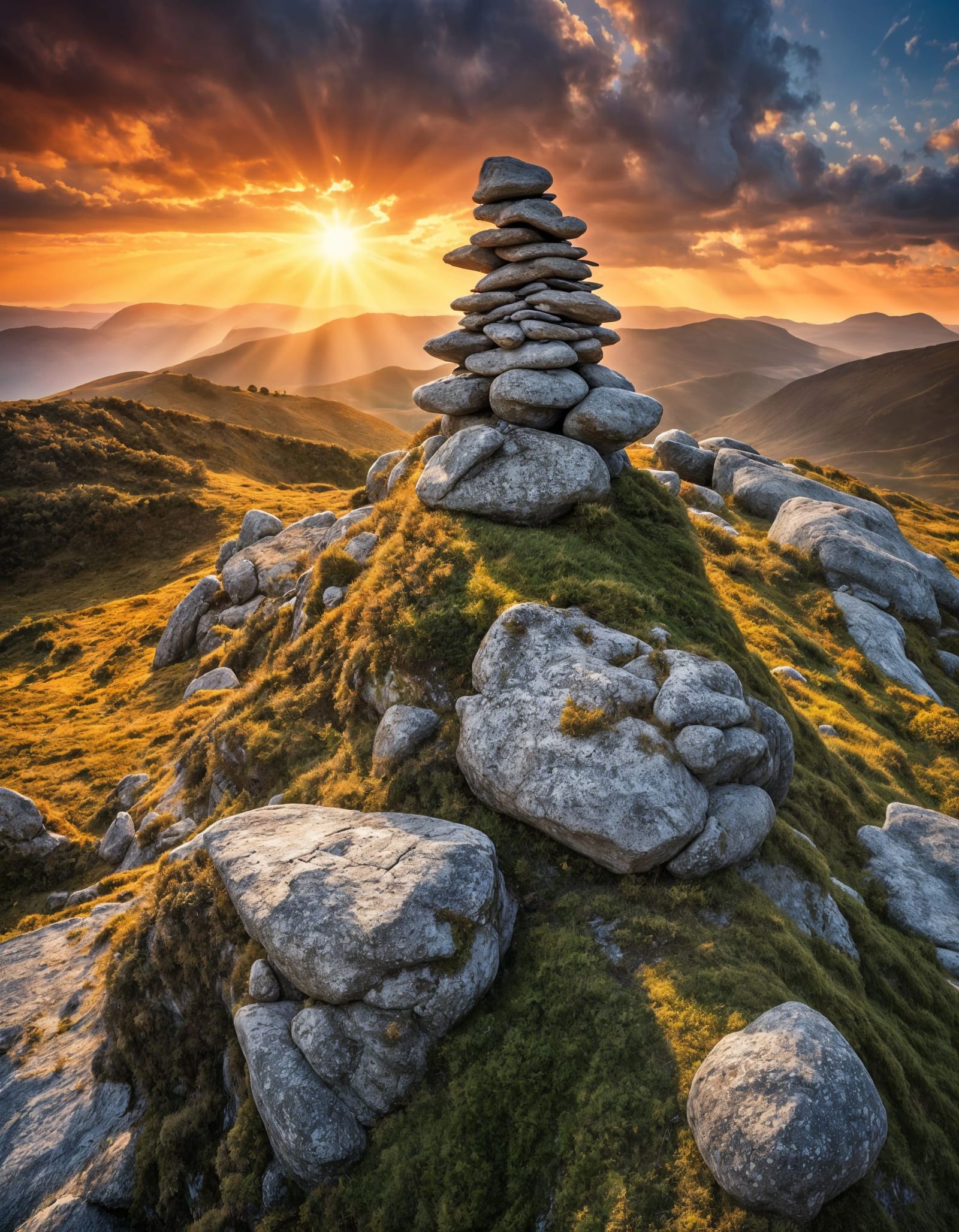 Ancient Cairn - Mysterious Ancient Cairn Landscape Photograp...