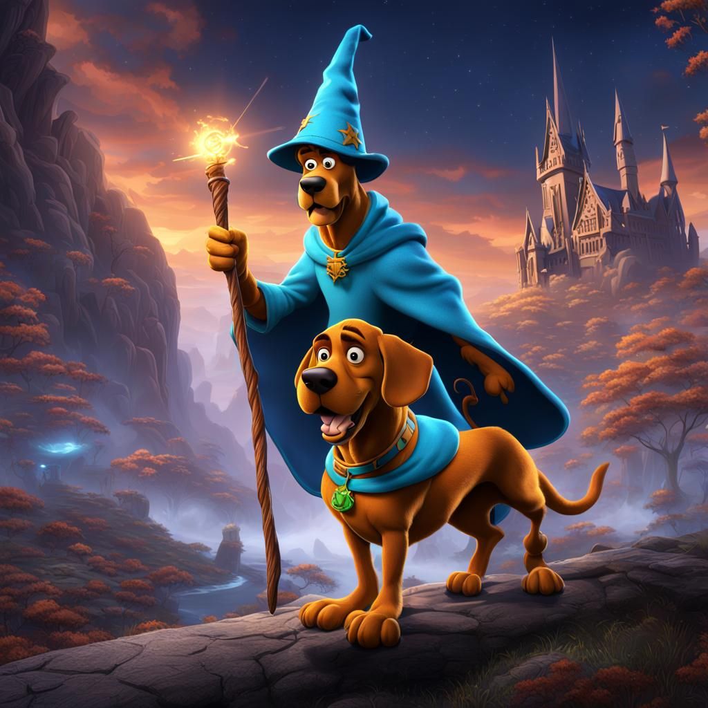Scooby Doo As A Wizard with a big Wizard Hat and a wand. - AI Generated ...