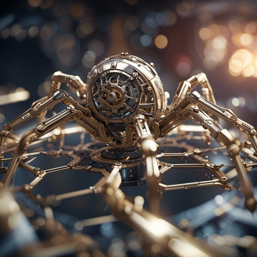 A clockwork spider knitting the fabric of space and time, effectively ...