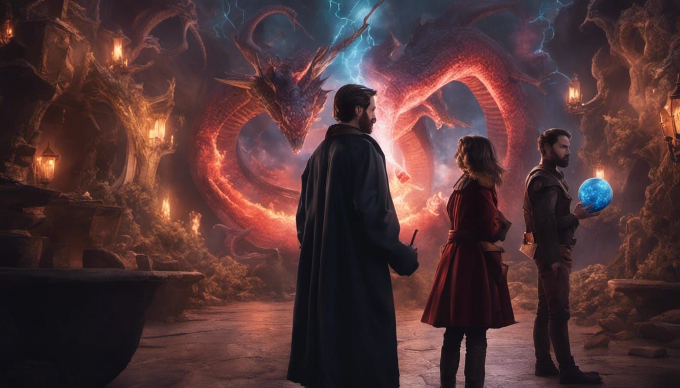 Wizards of the Multiverse Slaying a Dragon - AI Generated Artwork ...