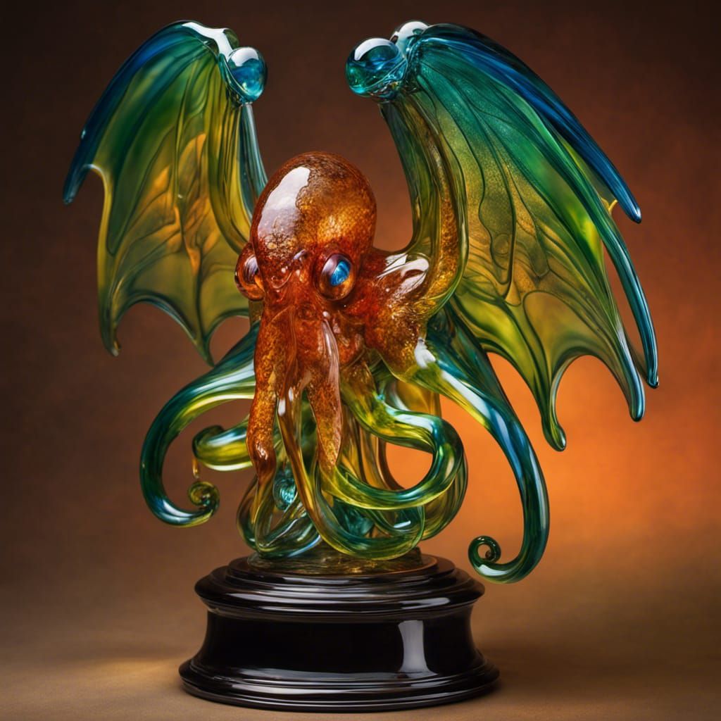 Cthulhu with Glass Wings (II) - AI Generated Artwork - NightCafe Creator