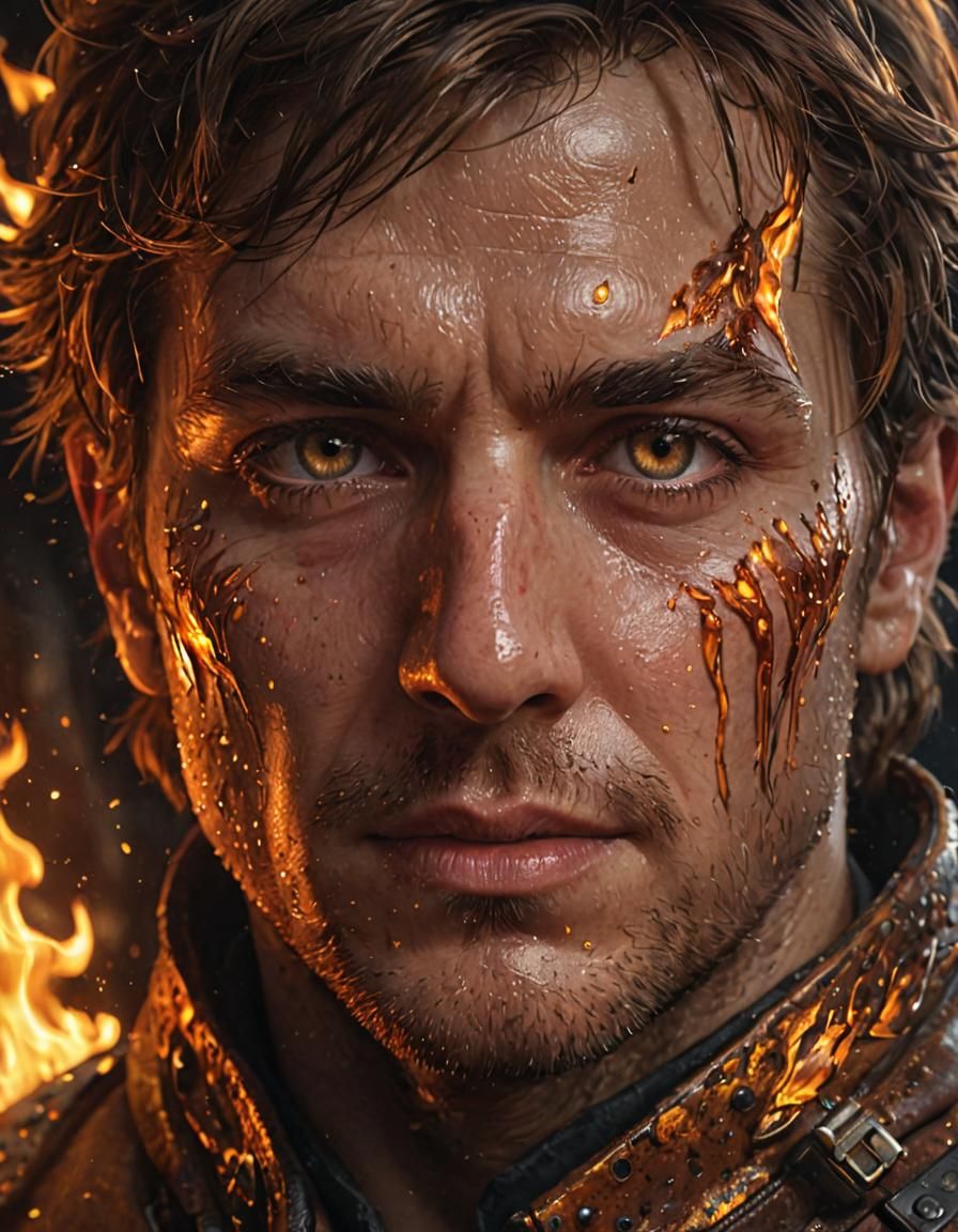 Close-up portrait showing eyes sparkling like embers, radiating warmth ...