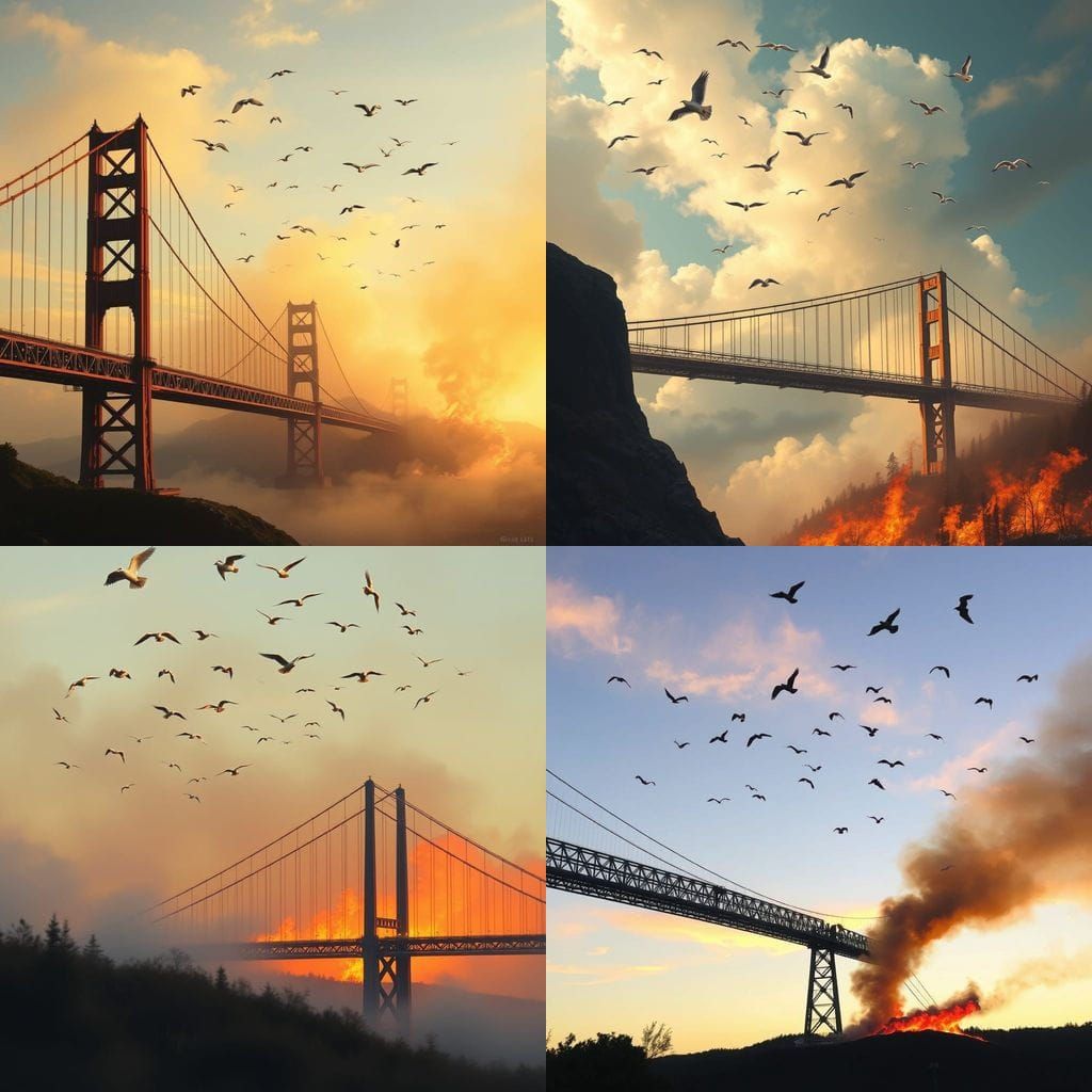 Apocalyptic Birds Take Flight Across Burning Lands... - AI Art