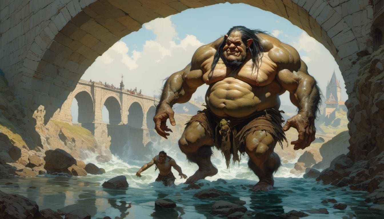 fat troll chasing a man - AI Generated Artwork - NightCafe Creator