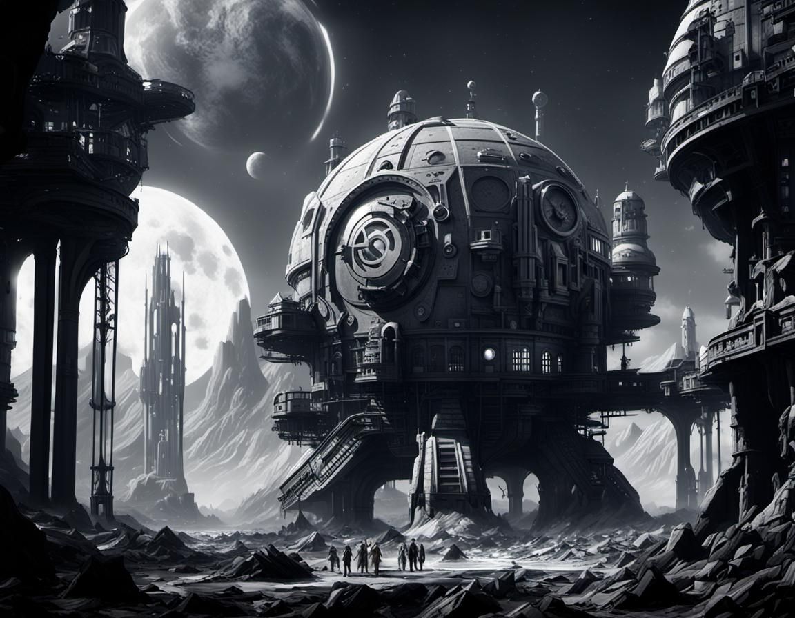 a scene from a 1920 black and white science fiction movie - AI ...