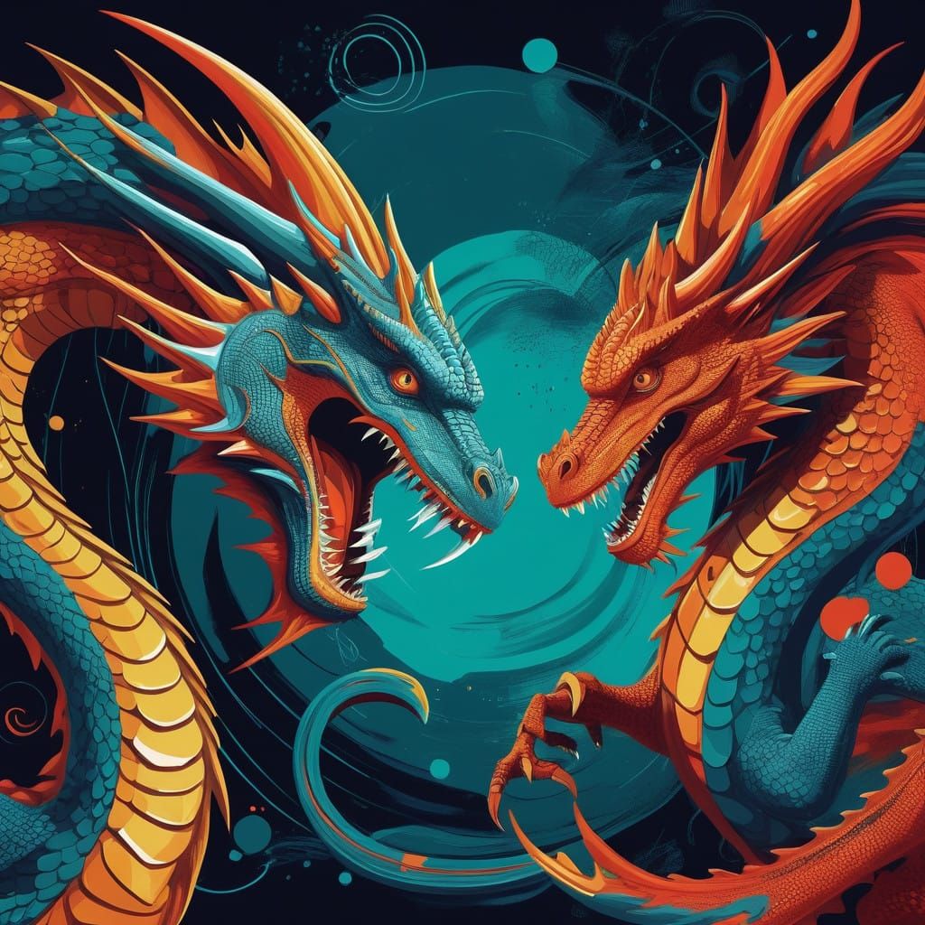 Future Dragons - Ethereal Dragons in Vibrant Futuristic Lan...