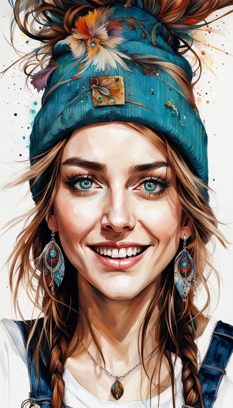 Beanie Hat & Smile - AI Generated Artwork - NightCafe Creator