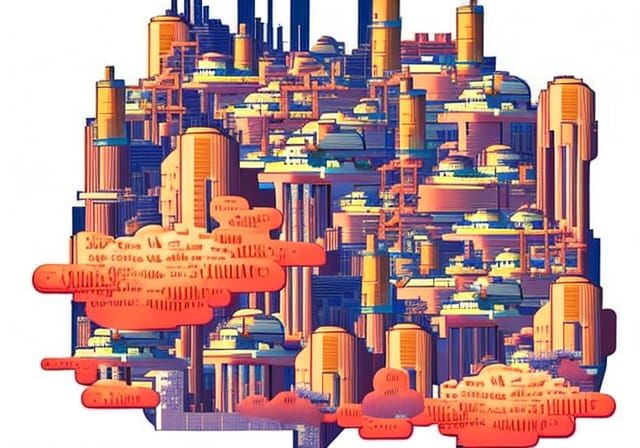 "Atomic Nuke explosion behind a nuclear power plant on red planet mars ...