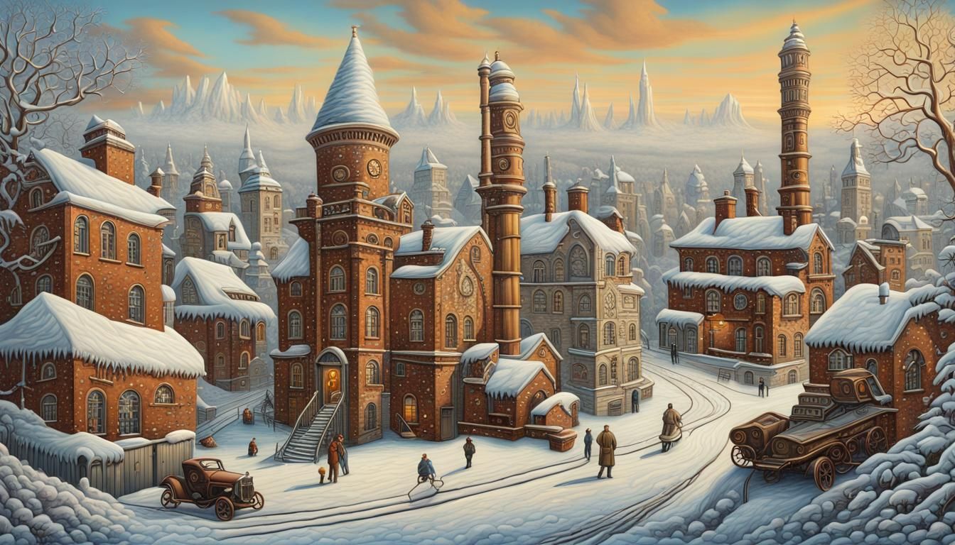 Steampunk Winter Wonderland II - AI Generated Artwork - NightCafe Creator