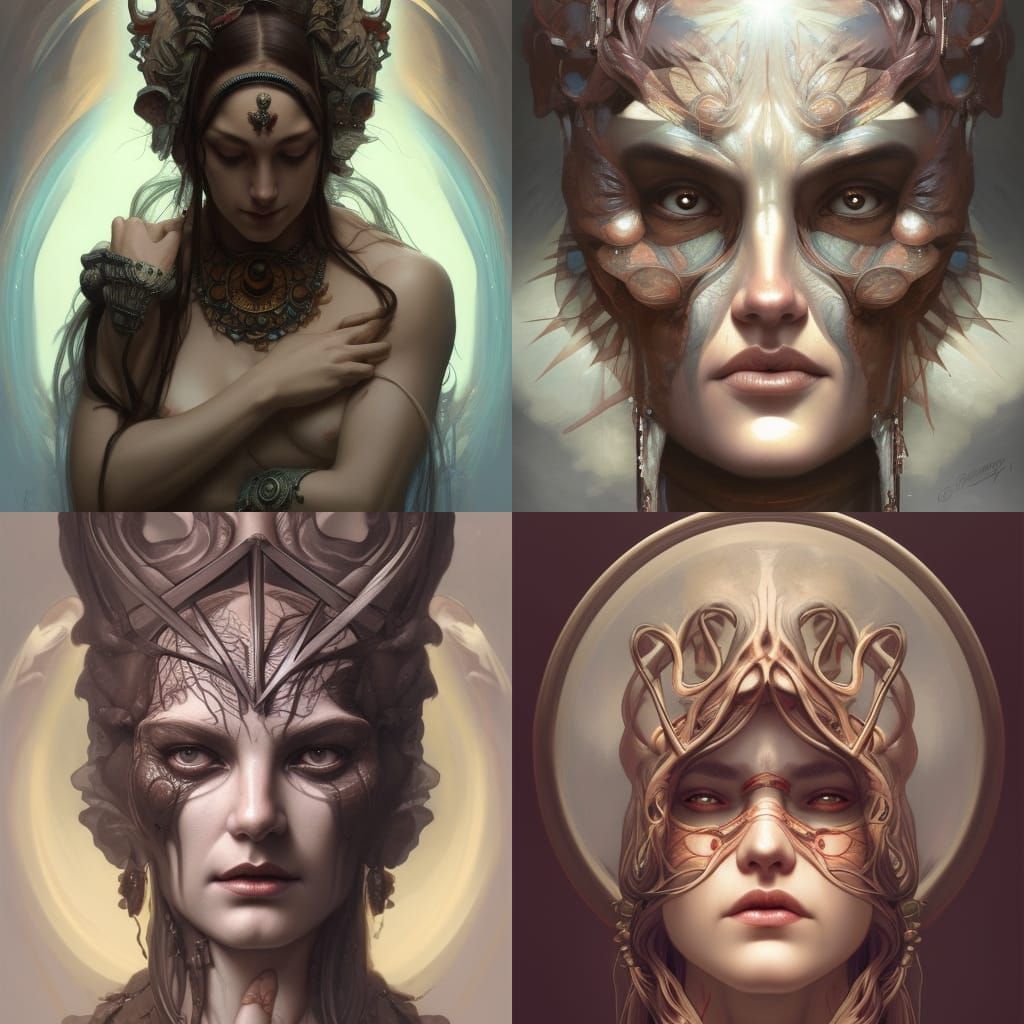 goddess of pain and torment, beautiful, oval face, anatomically correct ...