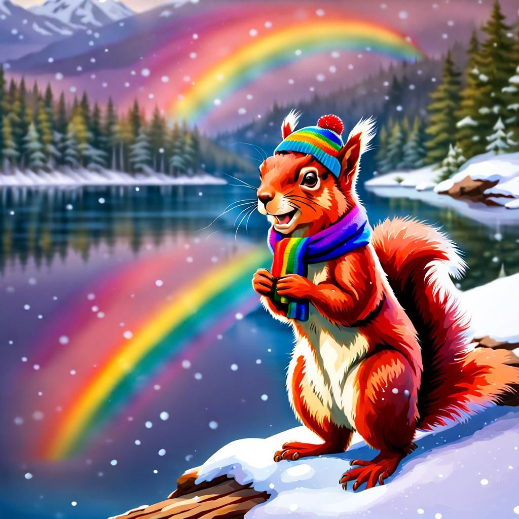 Rainbow Squirrel - AI Generated Artwork - NightCafe Creator