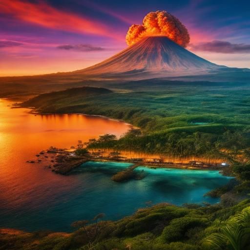Erupting volcano - AI Generated Artwork - NightCafe Creator