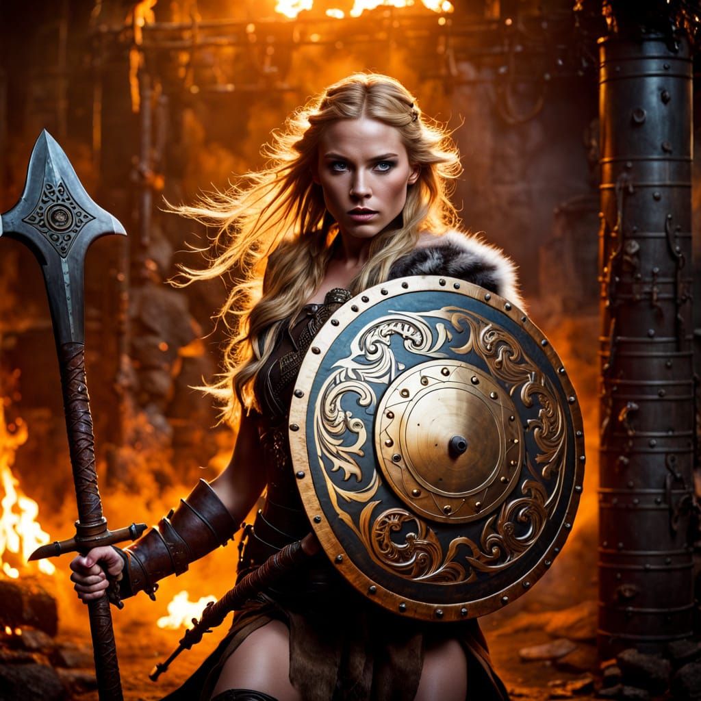 Viking shieldmaiden - Viking Shieldmaiden in Steampunk Armor