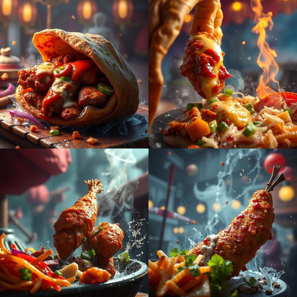 chicken shawarma - Vibrant Fantasy Shawarma Scene in Detaile...