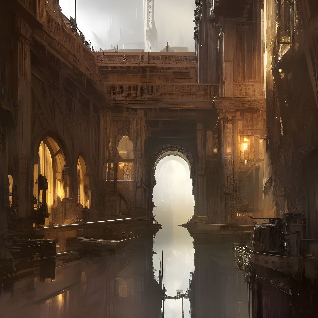 Glassy canal ways - AI Generated Artwork - NightCafe Creator