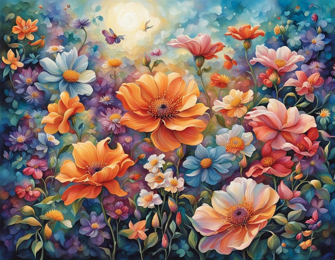 "Flowers in Bloom" - AI Generated Artwork - NightCafe Creator
