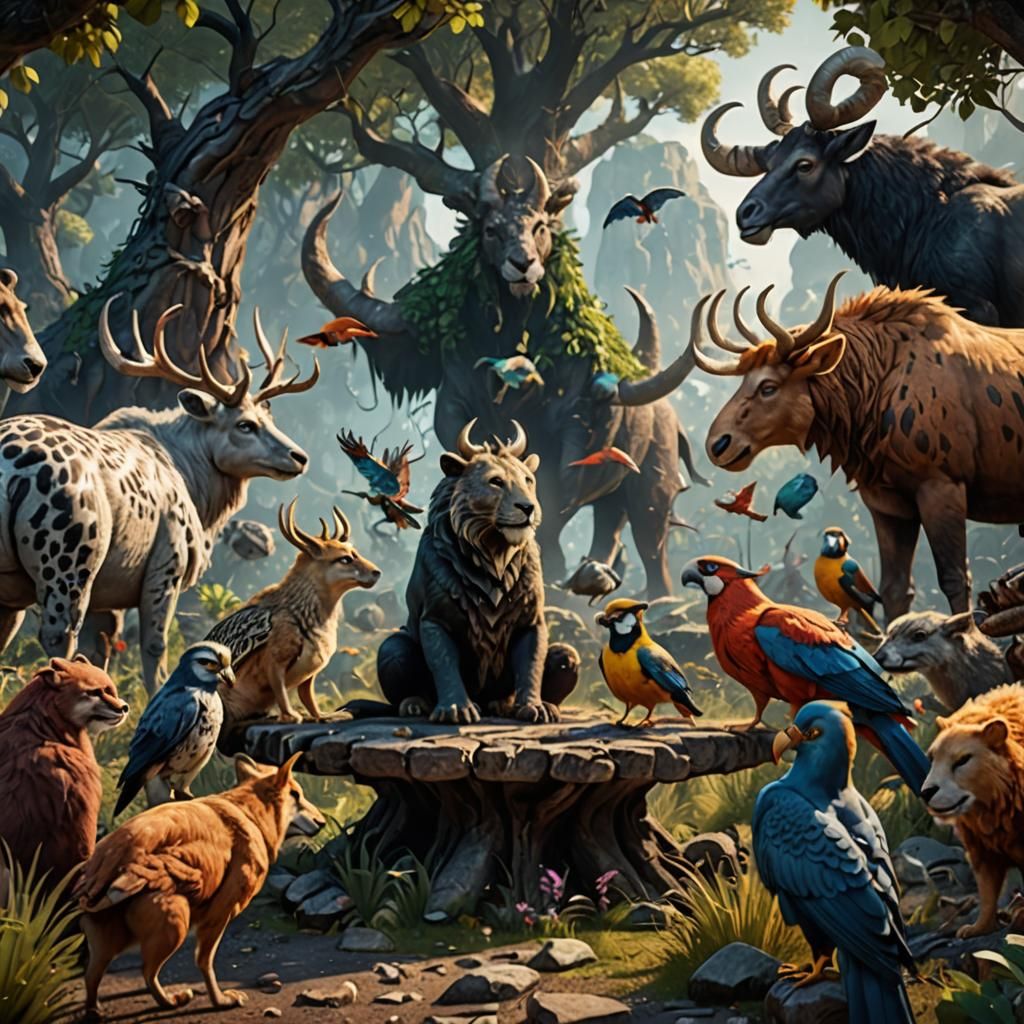 Animals are having a discussion - AI Generated Artwork - NightCafe Creator
