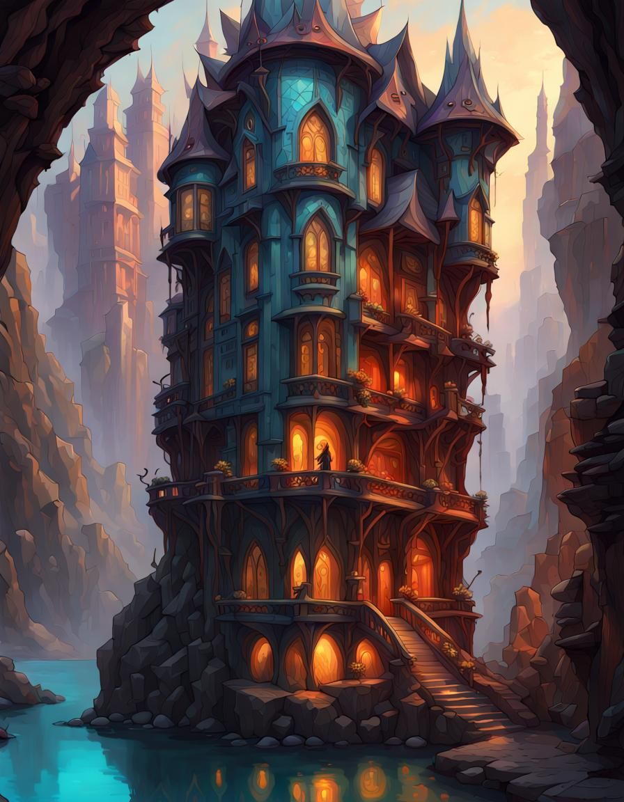 Drow Three story home - AI Generated Artwork - NightCafe Creator