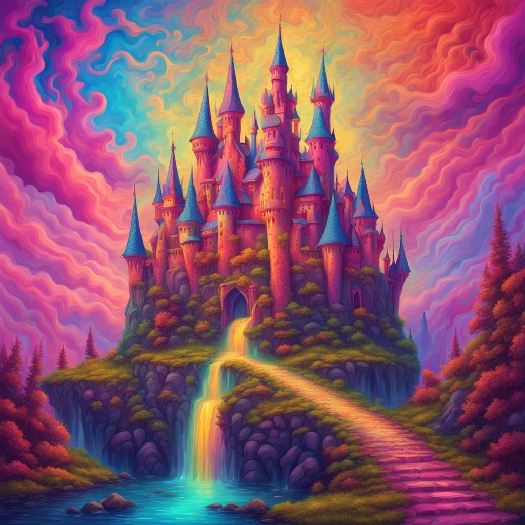 Psychedelic fantasy castle - AI Generated Artwork - NightCafe Creator