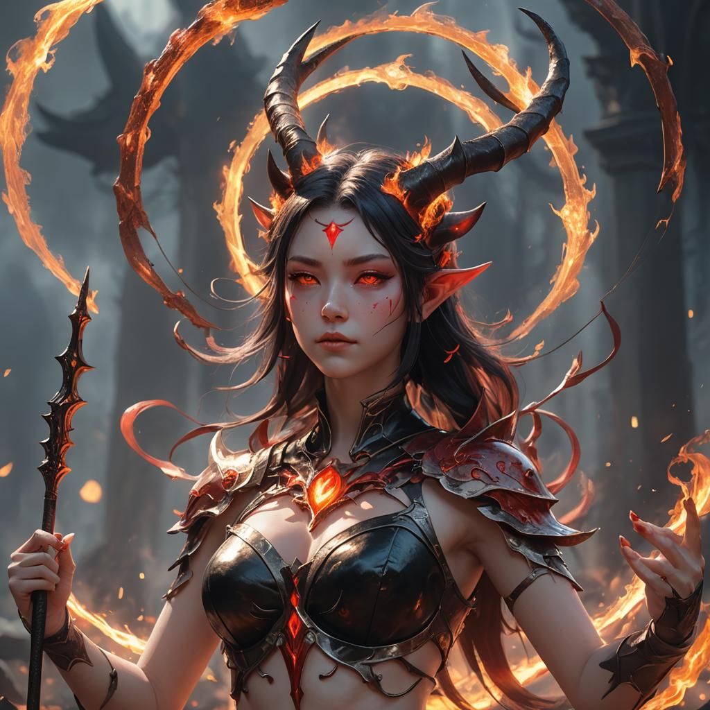 beautiful demon girl - AI Generated Artwork - NightCafe Creator