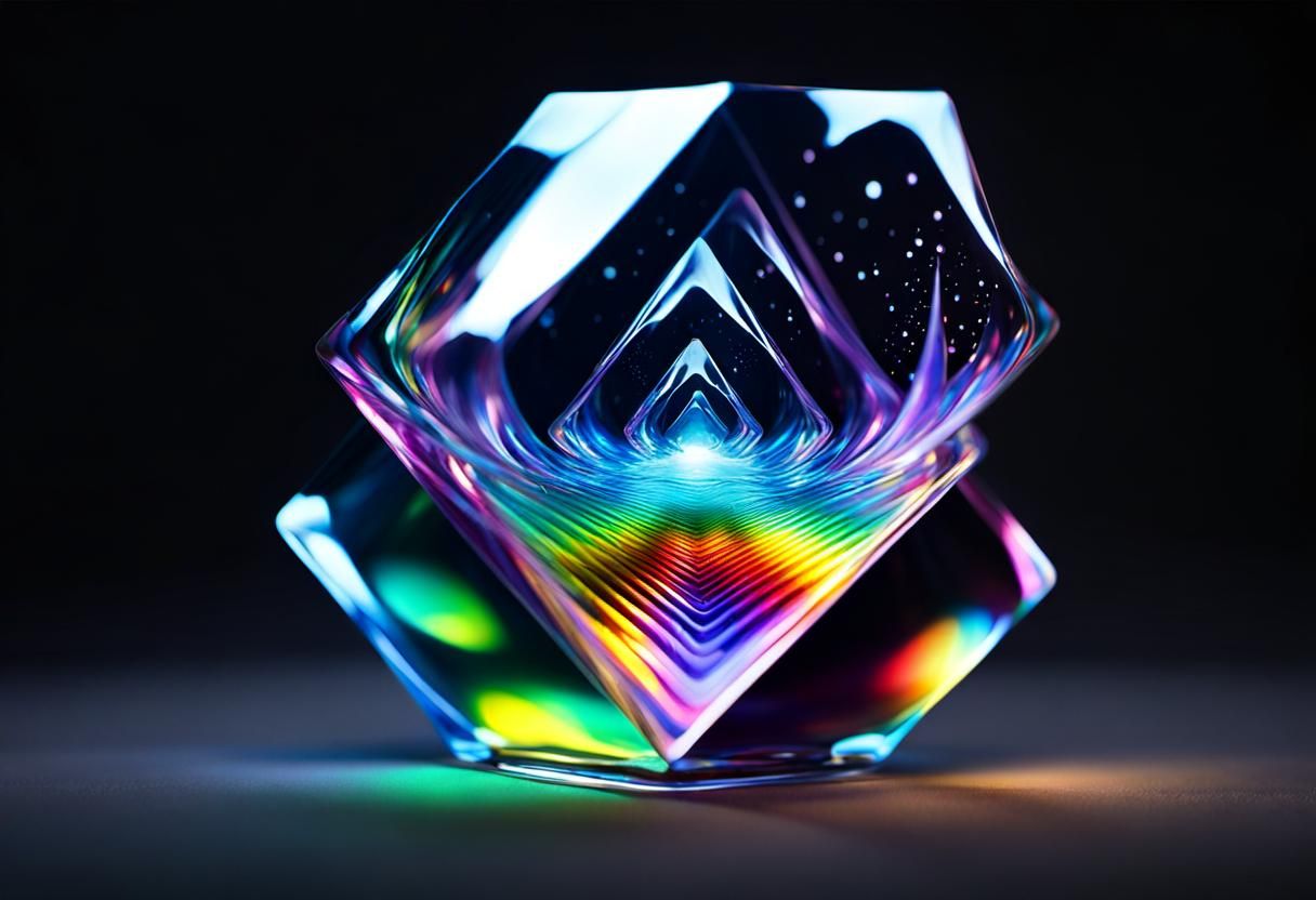 Glass Enchanted ripple reflection Magic light flow Cosmic prism 3D ...
