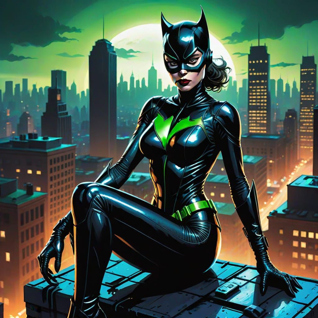 alien-like catwoman - Surreal Cyberpunk Catwoman Reigns Over...
