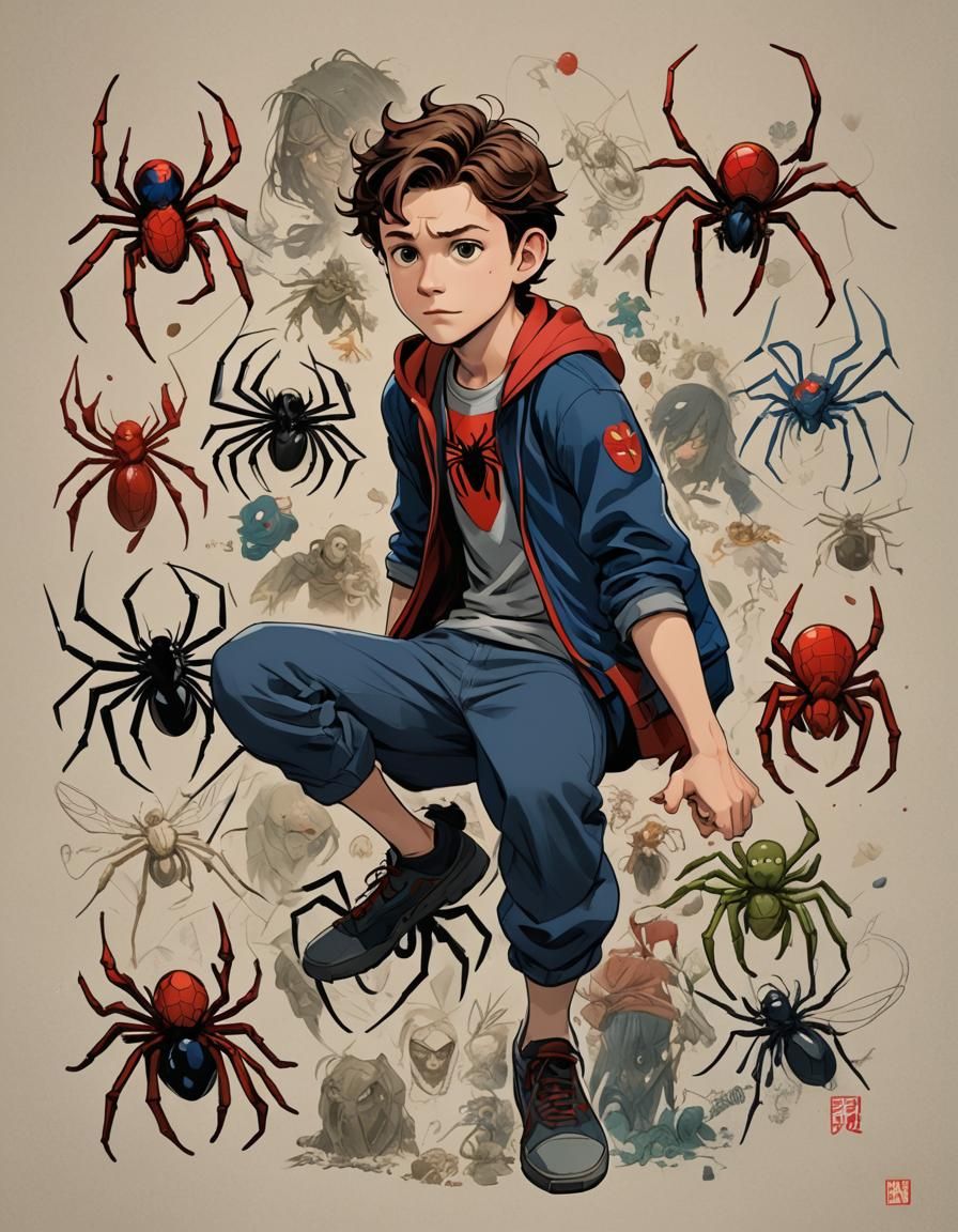 Tom Holland as Spider-Man(Studio Ghibli style).