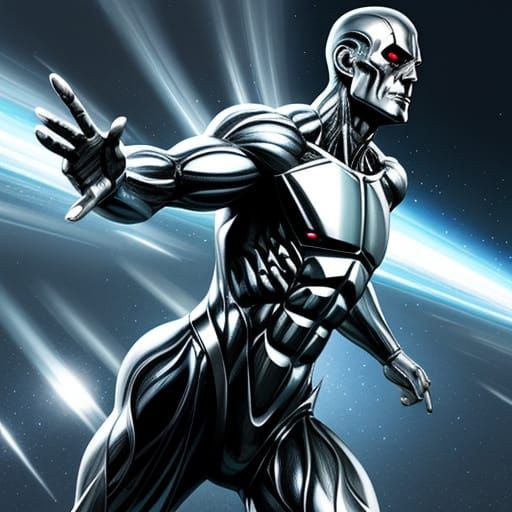 Hyper Realistic Silver Surfer Portrait - AI Art