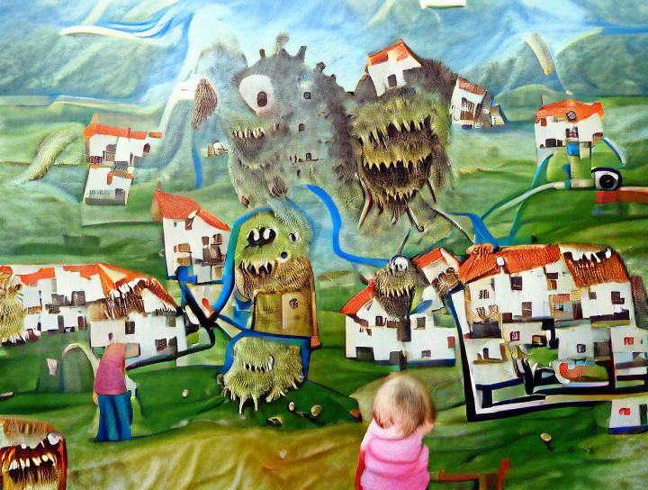 Moldy monster attacks a lovely village - AI Generated Artwork ...