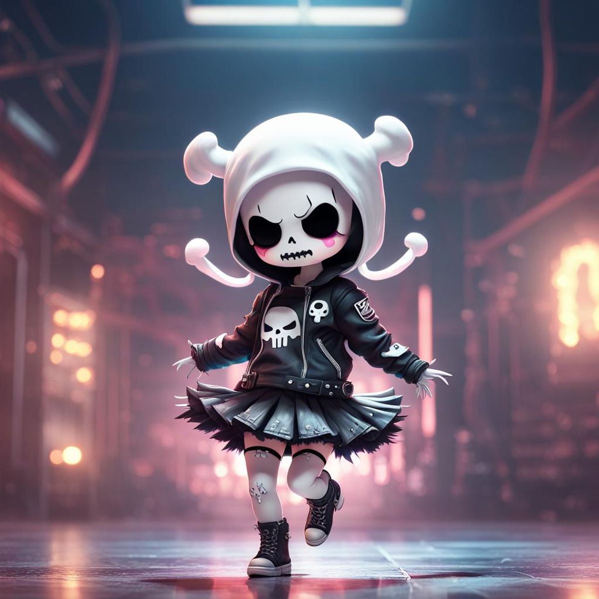 Cute kawaii chibi ghost punk dancer punisher - AI Generated Artwork ...