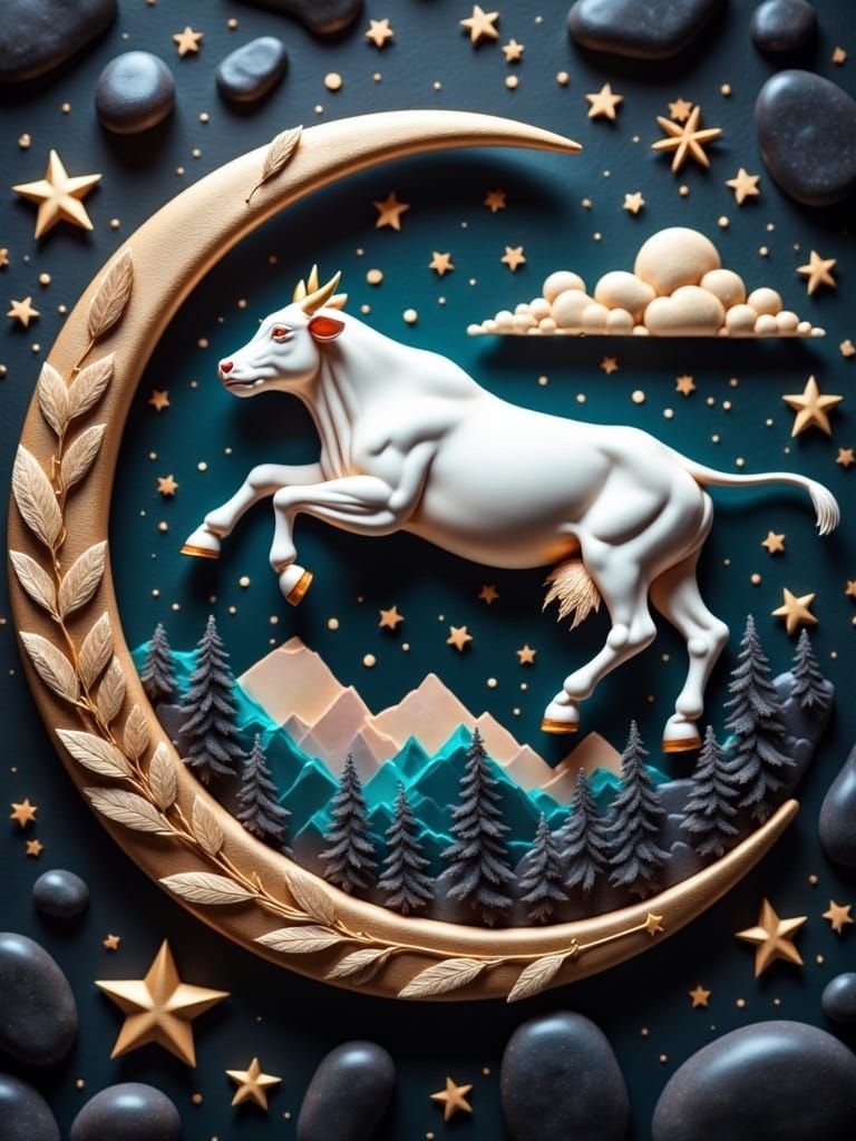 The cow jumped over the moon - Luxurious White Cow Soars Ove...