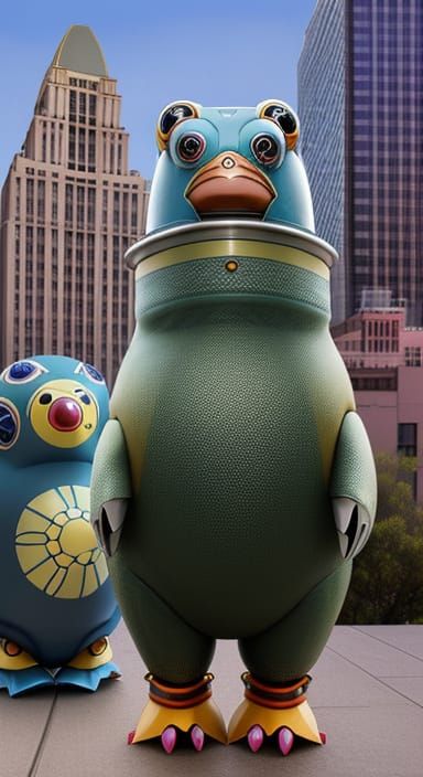 Lady Robot Matryoshka in Downtown Los Angeles - AI Art